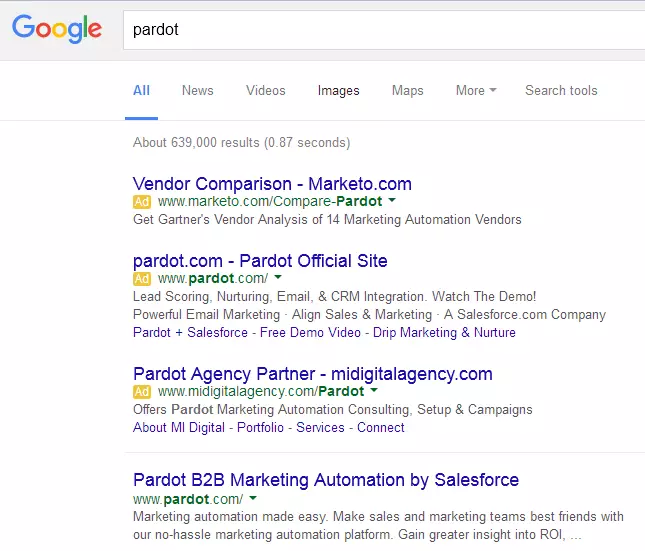 Marketo апярэджвае Pardot па брэндавым пошуку - абрэзаны