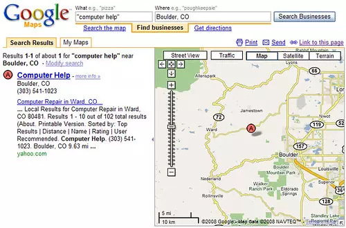 Aadressita ärikataloog Google Mapsis