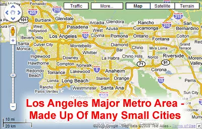 Major Metropolitan Area besteet aus ville klenge Stied