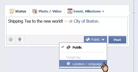 Orientación de actualizaciones de estado por ubicación en Facebook