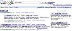 Coca Cola në SERP-të e Google