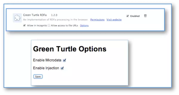 Povolení mikrodat (stejně jako RDFa) v Green Turtle