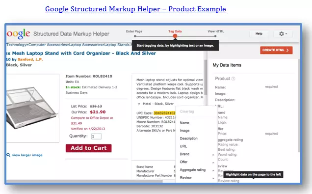 Produs Google Structured Markup Helper Ex