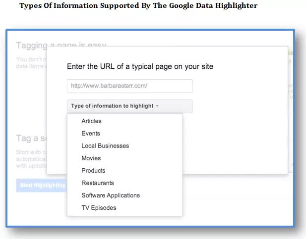 Tipuri de date acceptate de Google Data Highlighter