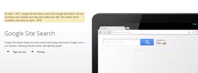 google site search skärmdump