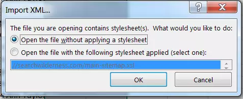 importar un mapa del sitio xml en excel