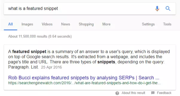 unsa ang usa ka featured snippet