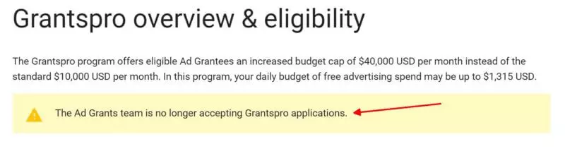 Google вече не приема приложения за Grantspro