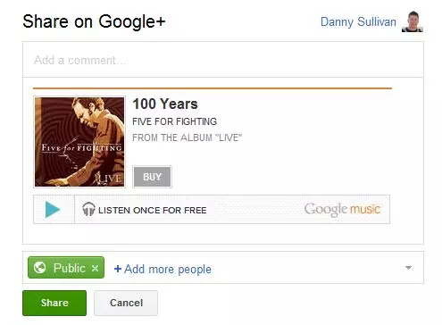 De verwarrende wereld van het delen van nummers van Google Music naar Google+ 8655_4