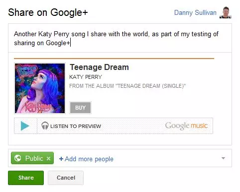 Donya Bingung Nuduhake Lagu Saka Google Musik menyang Google+ 8655_7