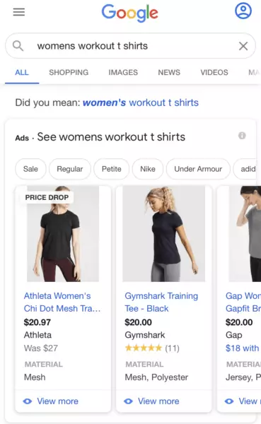 atribut materijala koji se prikazuje u Google Shopping oglasima