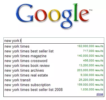 New York Times On Search Suggest