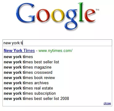 New York Times On Search Suggest