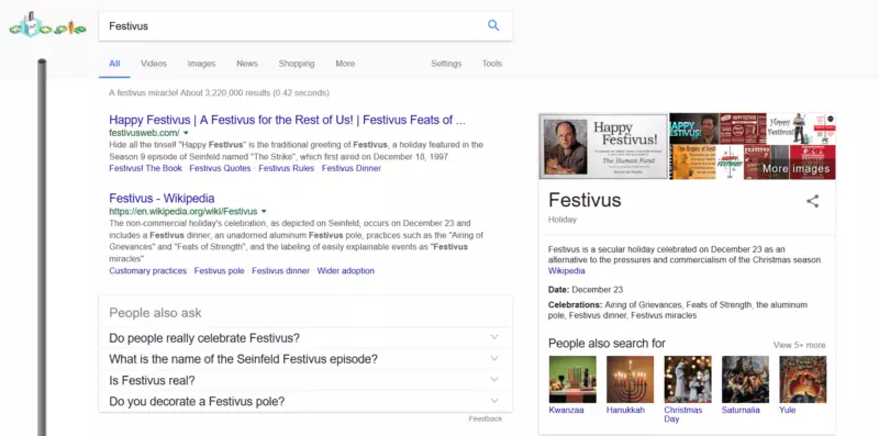 Google vefur Hanukkah, Festivus, Christmas og Kwanzaa leit í hátíðarskreytingar 9583_5