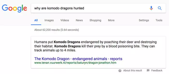 Dlaczego Komodo Dragons Hunted Featured Snippet?